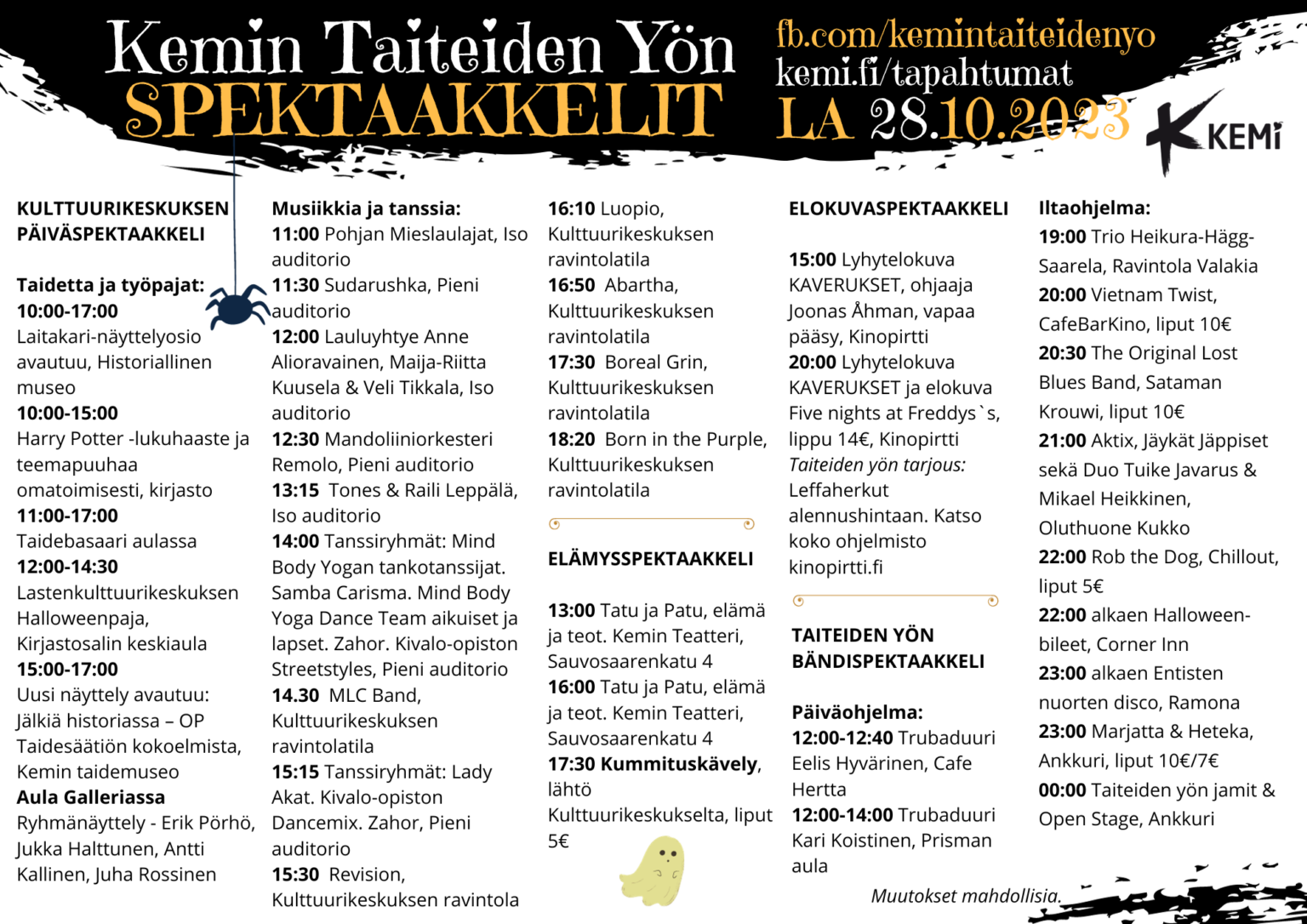 Kemin Taiteiden yön 2023 ohjelma on julkaistu | Kemi